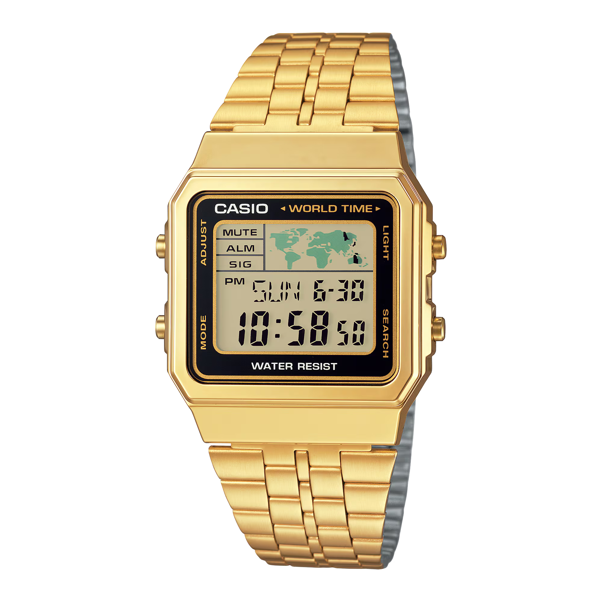 CASIO A500WGA-1 A500 WORLD TIME MEN'S GOLD DIGITAL WATCH – Usagi Imports